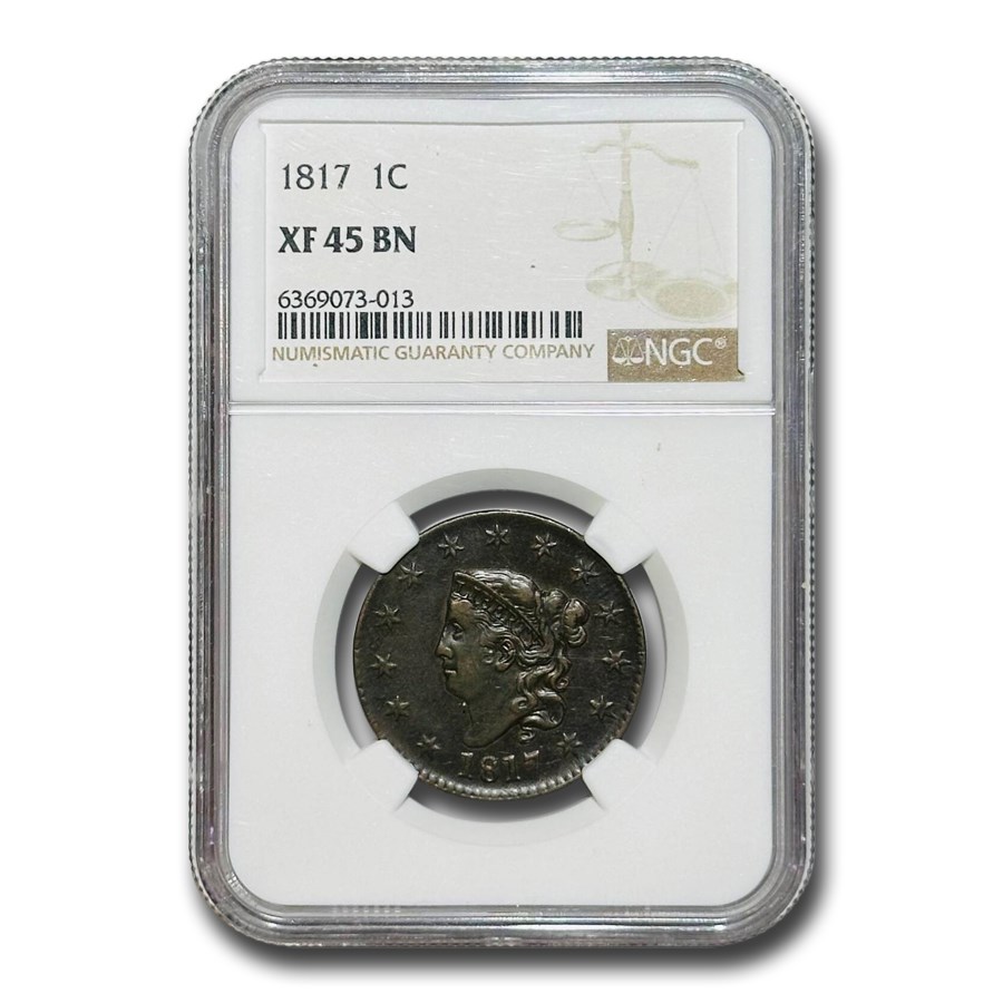 1817 Large Cent XF-45 NGC (Brown)