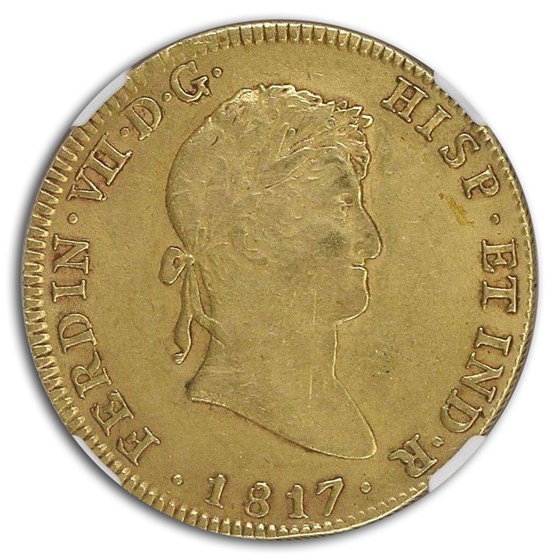 Buy 1817-Mo Mexico Gold 8 Escudos Ferdinand VII AU-53 NGC | APMEX