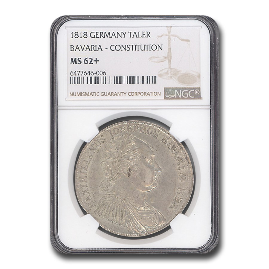 Buy 1818 Germany Bavaria Silver Thaler MS-62+ NGC | APMEX