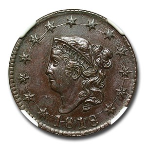 1818 Large Cent AU-58 NGC (Brown)