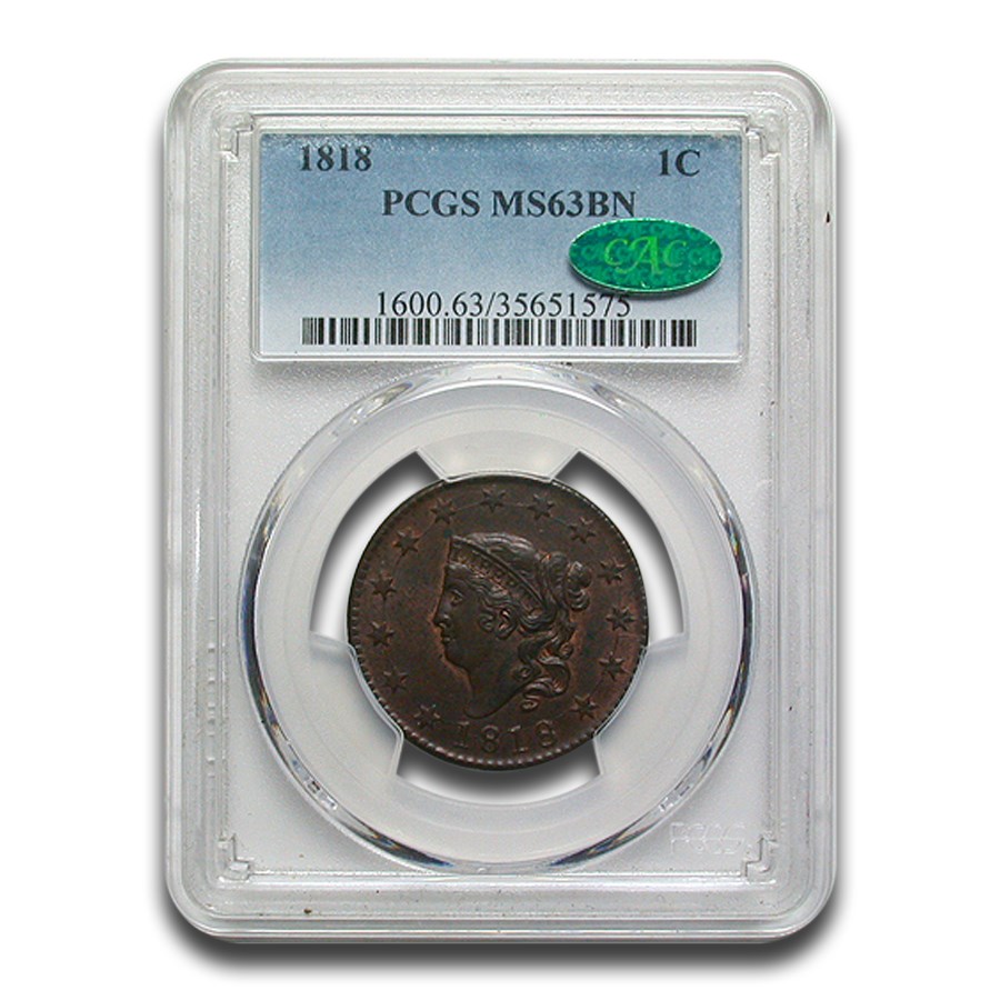 Buy 1818 Large Cent MS-63 PCGS CAC (Brown) | APMEX