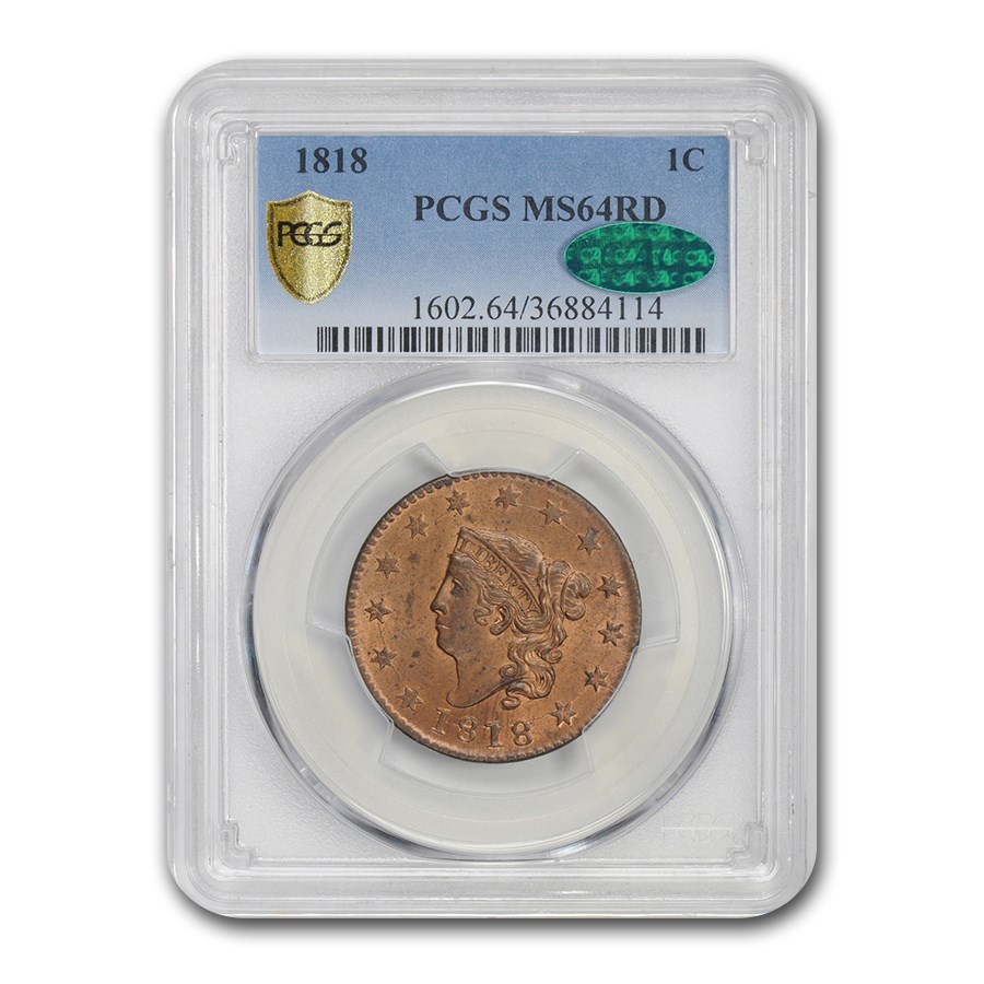 Buy 1818 Large Cent MS-64 PCGS CAC (Red) | APMEX