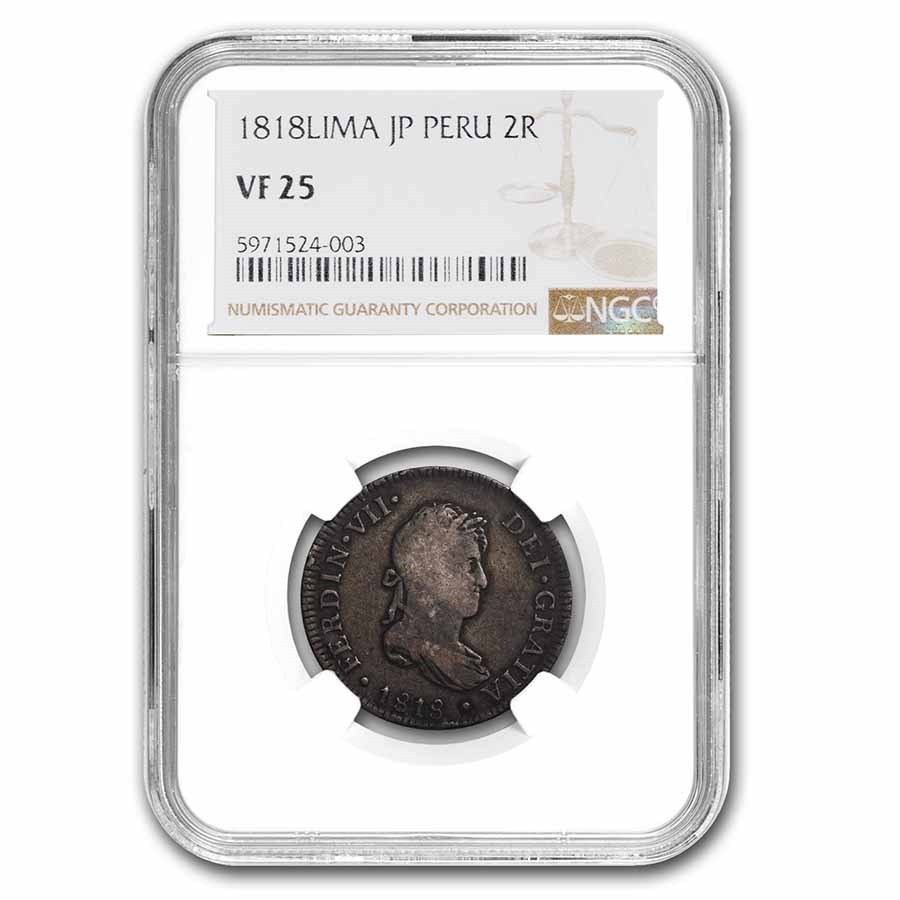 Buy 1818-LIMA JP Peru Silver 2 Reales VF-25 NGC | APMEX