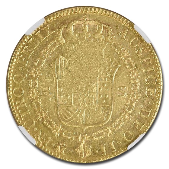 Buy 1818-Mo Mexico Gold 8 Escudos Ferdinand VII AU-55 NGC | APMEX