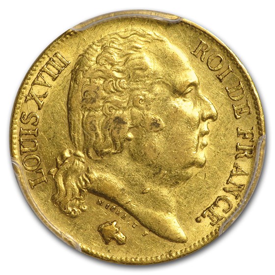 Buy 1818-W France Gold 20 Francs Louis XVIII AU-55 PCGS | APMEX