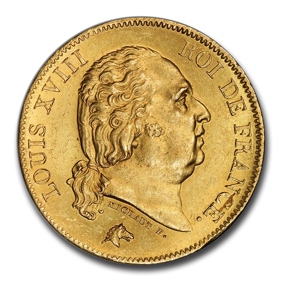 Buy 1818-W France Gold 40 Francs Louis XVIII MS-63 PCGS | APMEX