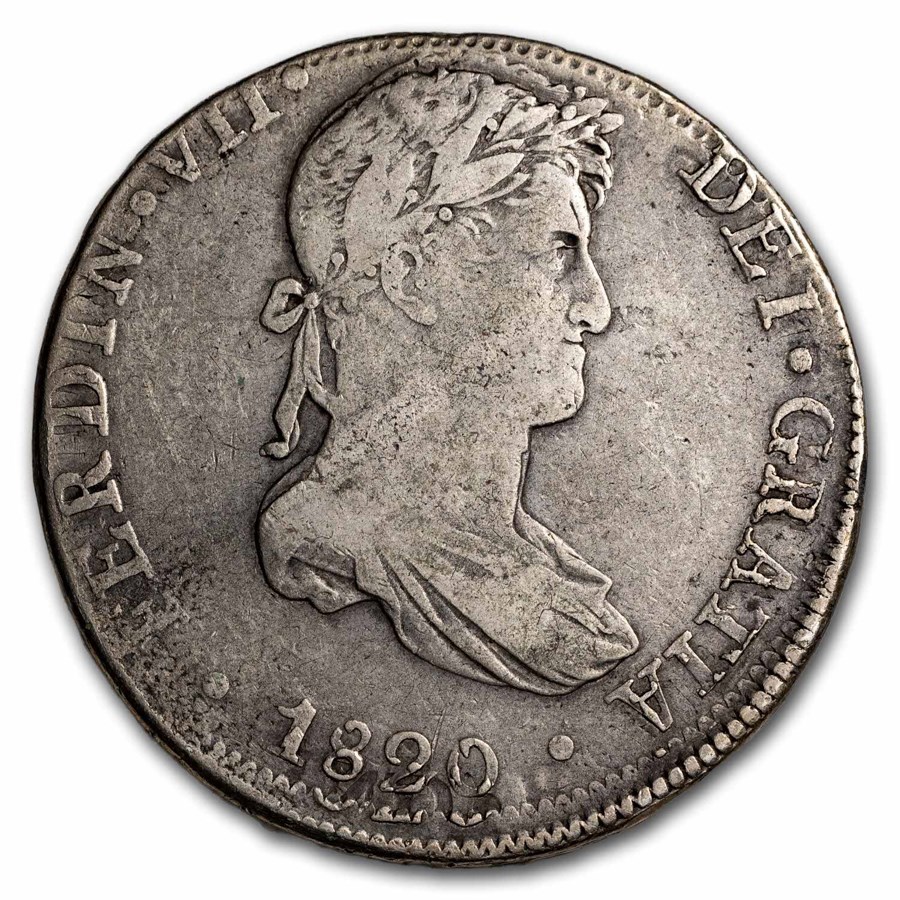 1820-ME JP Peru Silver 8 Reales Ferdinand VII VF (Doubled Date)