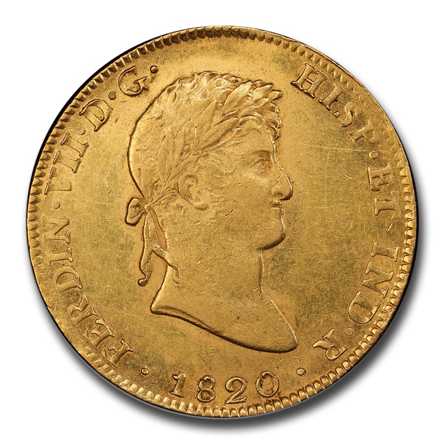 Buy 1820-Mo Mexico Gold 8 Escudos Ferdinand VII AU-55 PCGS | APMEX
