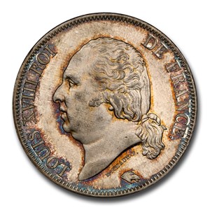 1822-A France Silver 5 Francs MS-64 NGC