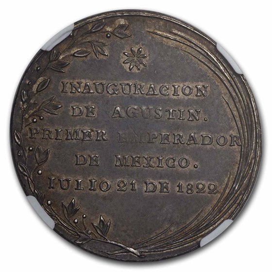 1822 Mexico Iturbide Silver Proclamation Medal MS-61 NGC