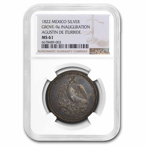 1822 Mexico Iturbide Silver Proclamation Medal MS-61 NGC