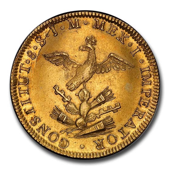 Buy 1822-Mo JM Mexico Gold 8 Escudos Augustin I Iturbide AU-55 PCGS | APMEX