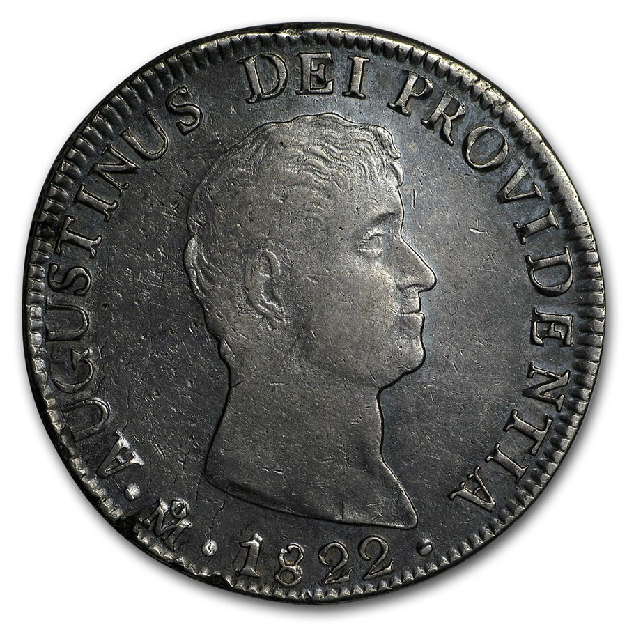 Buy 1822-Mo Mexican Empire of Iturbide Ag 8 Reales Emp. Agustín XF | APMEX
