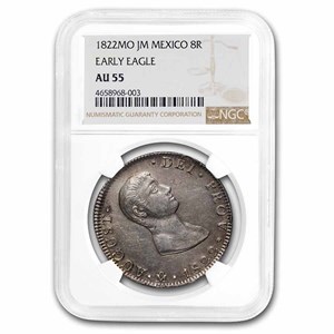 Buy 1822-Mo Mexican Empire of Iturbide AR 8 Reales Agustín AU-55 NGC ...