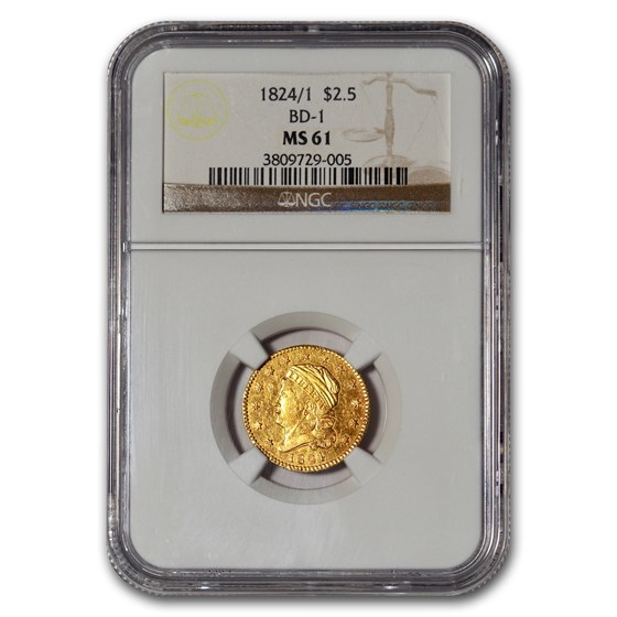 Buy 1824/1 $2.50 Capped Bust Gold Quarter Eagle MS-61 NGC (BD-1) | APMEX