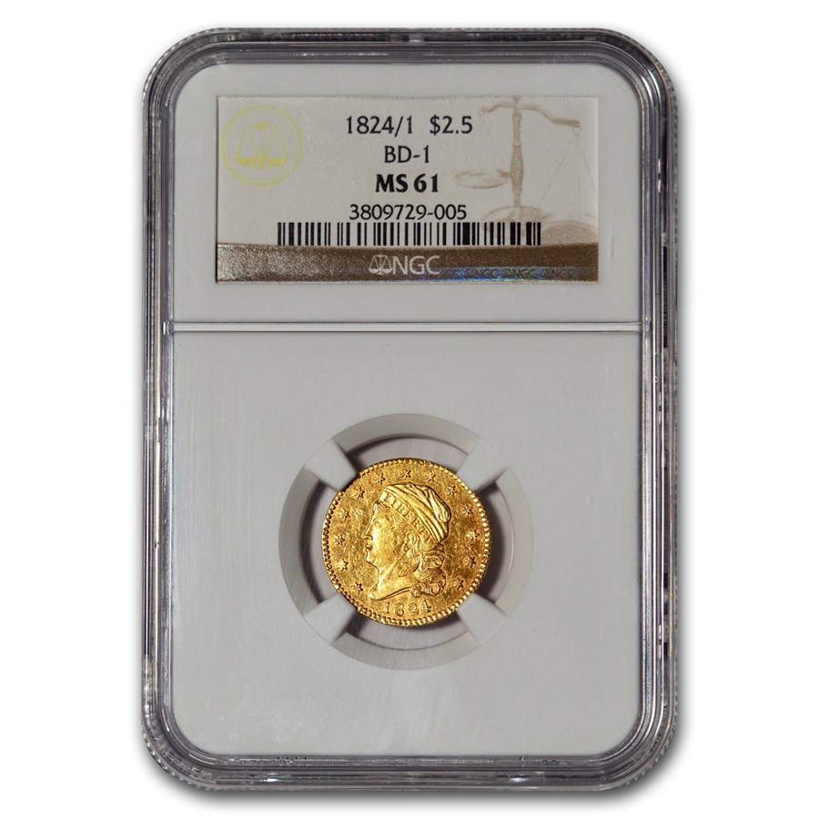 Buy 1824/1 $2.50 Capped Bust Gold Quarter Eagle MS-61 NGC (BD-1) | APMEX