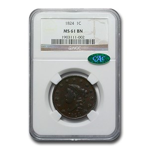 Buy 1824 Large Cent MS-61 NGC CAC (Brown) | APMEX