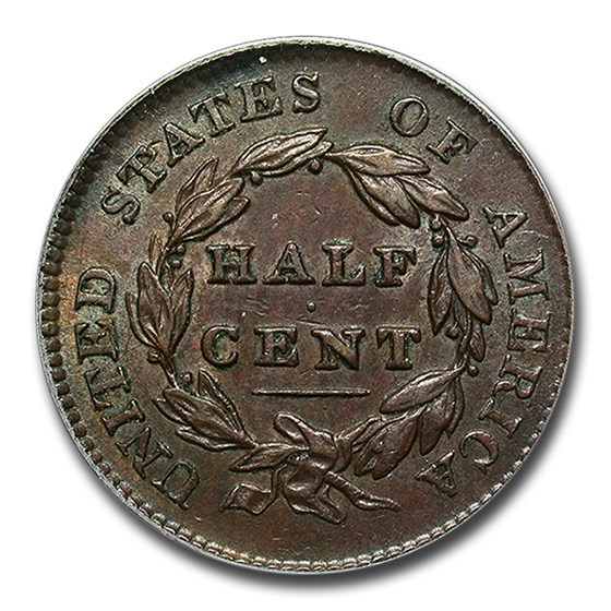 Buy 1825 Half Cent AU-53 PCGS (Brown) | APMEX