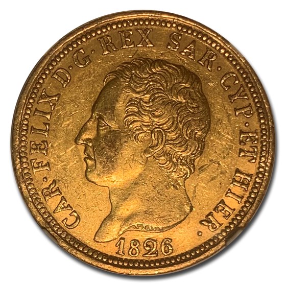 Buy 1826 Sardinia Gold 80 Lire Carlo Felice AU-53 NGC | APMEX