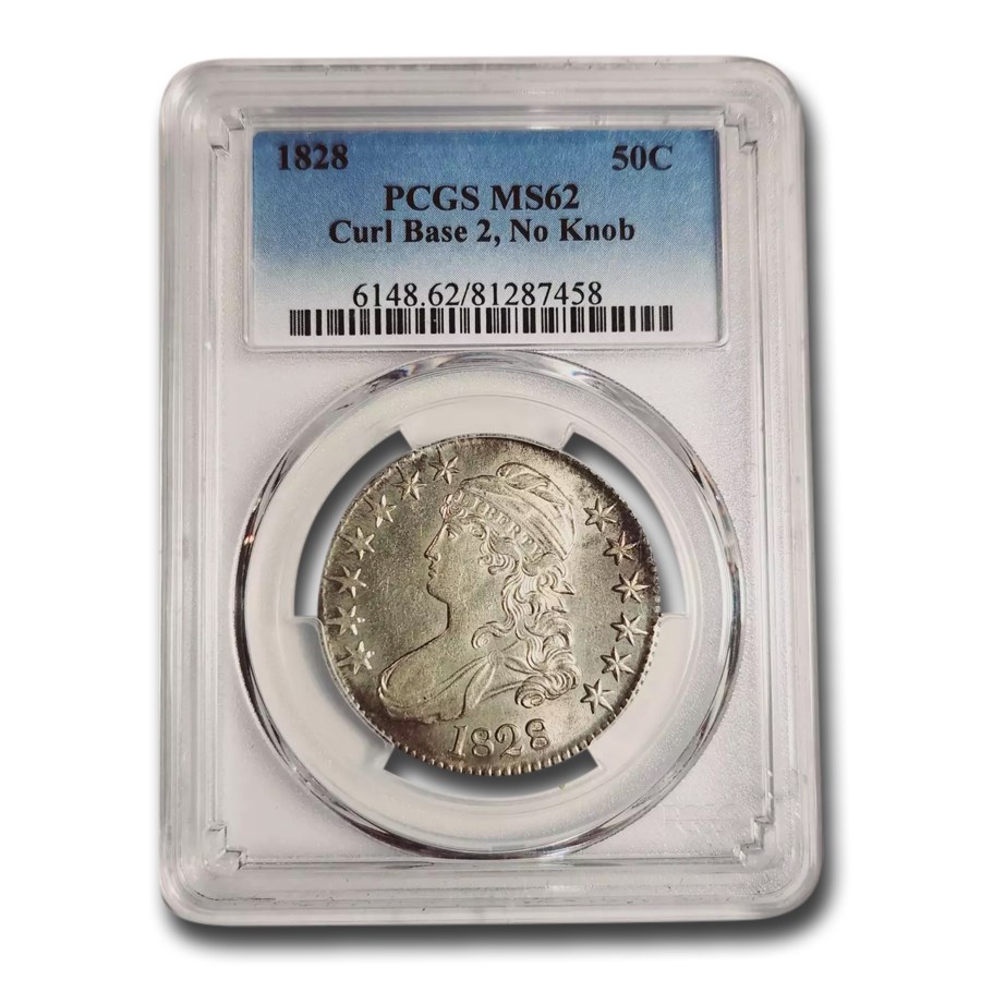 Buy 1828 Capped Bust Half Dollar MS-62 PCGS (Curled Base 2, No Knob) | APMEX