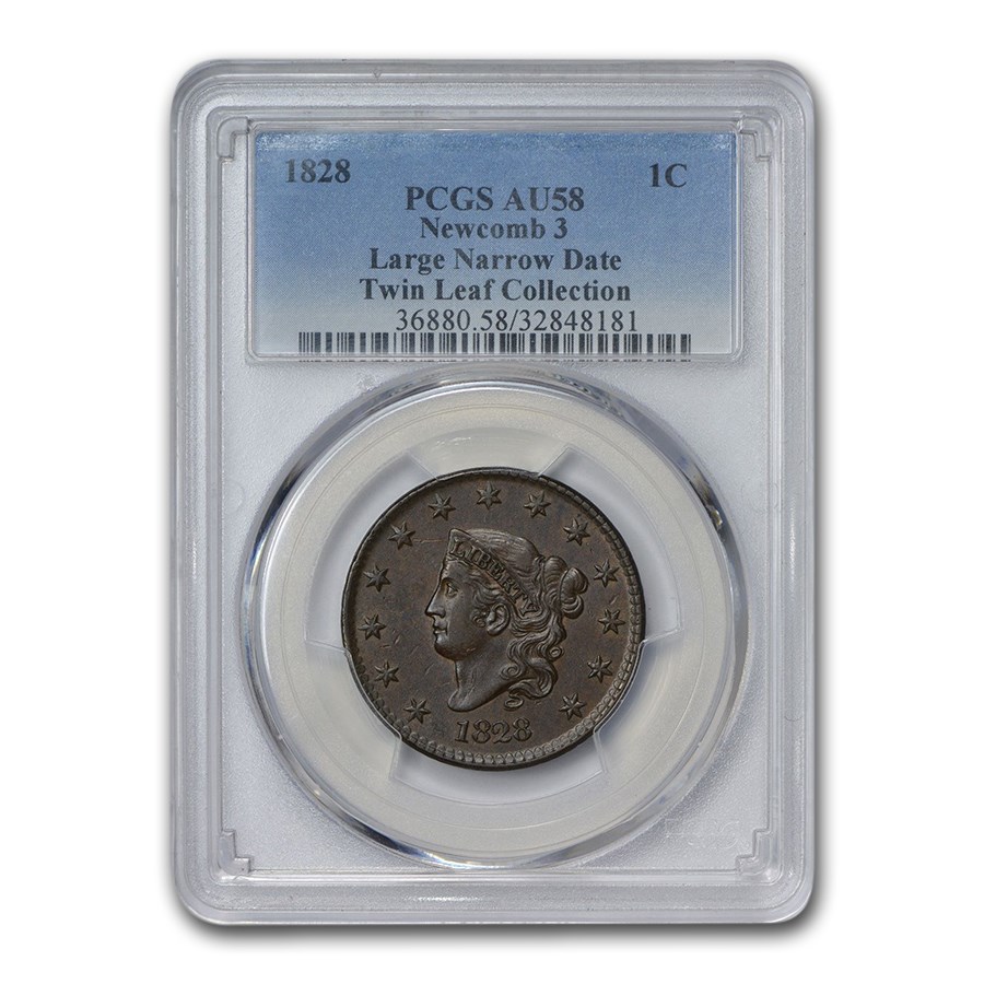 Buy 1828 Large Cent AU-58 PCGS (Newcomb 3, Large Narrow Date) | APMEX