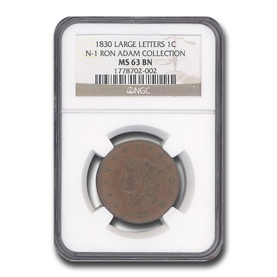 Buy 1830 Large Cent MS-63 NGC (Brown, Large Letters) | APMEX