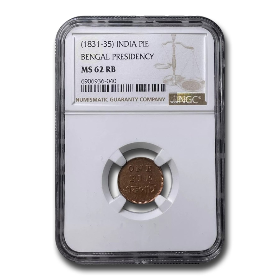 (1831-35) India Pie MS-62 NGC (Red/Brown)