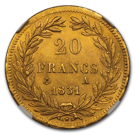 Buy 1831-A France Gold 20 Francs Louis Philippe I MS-65 NGC | APMEX