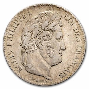 1832-1843 France Silver 5 Francs Louis Philippe I Avg Circ