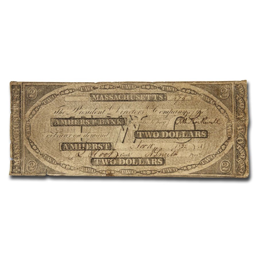 Buy 1832 Amherst Bank,Amherst, MA $2 MA-20 Fine | APMEX