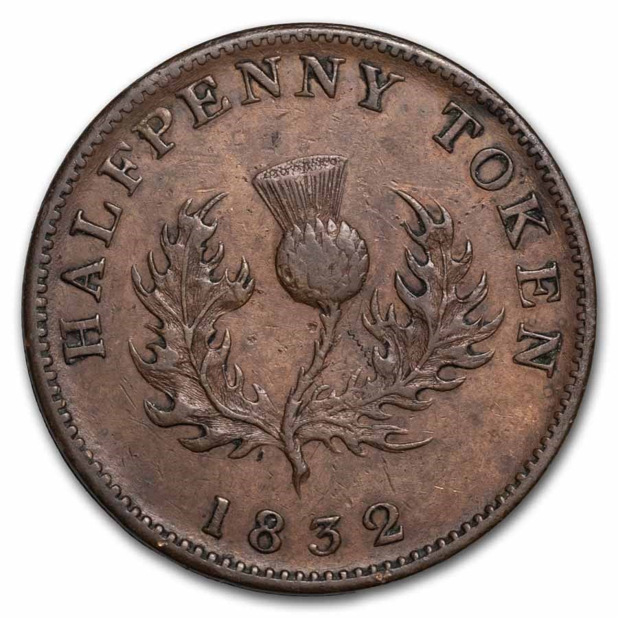 1832 Canada (Nova Scotia) Copper Half Penny Token AU