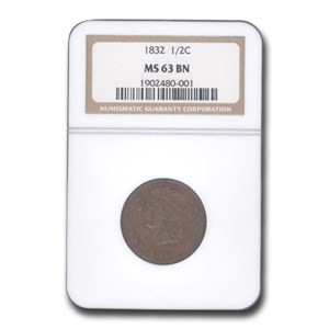 1832 Half Cent MS-63 NGC (Brown)