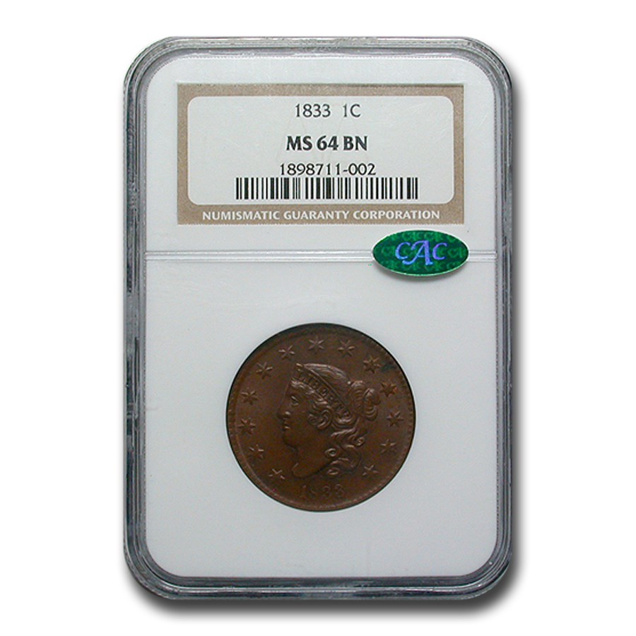 Buy 1833 Large Cent MS-64 NGC CAC (Brown) | APMEX