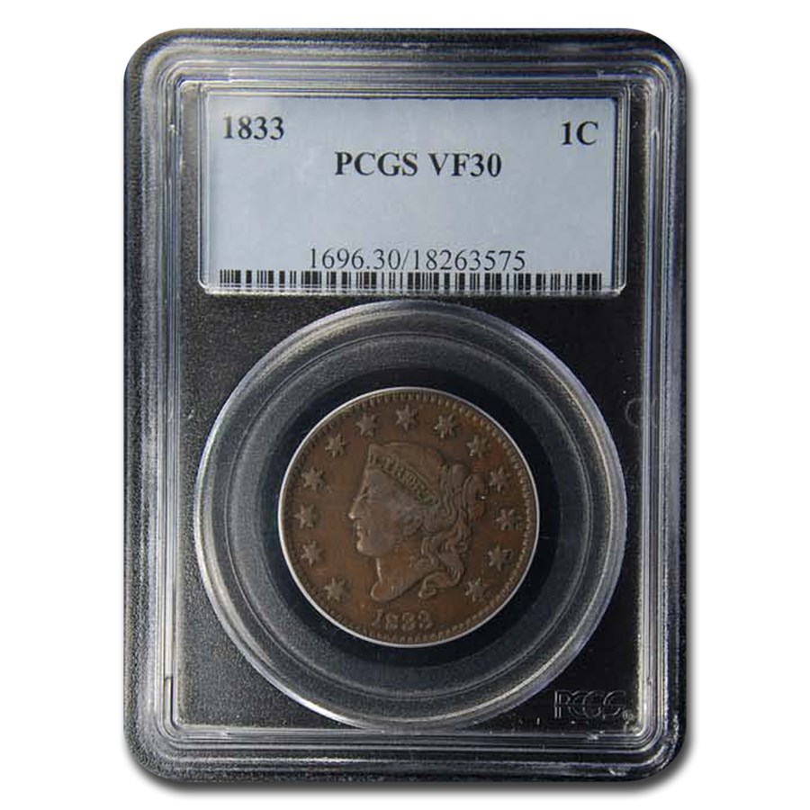 1833 Large Cent VF-30 PCGS (Brown)