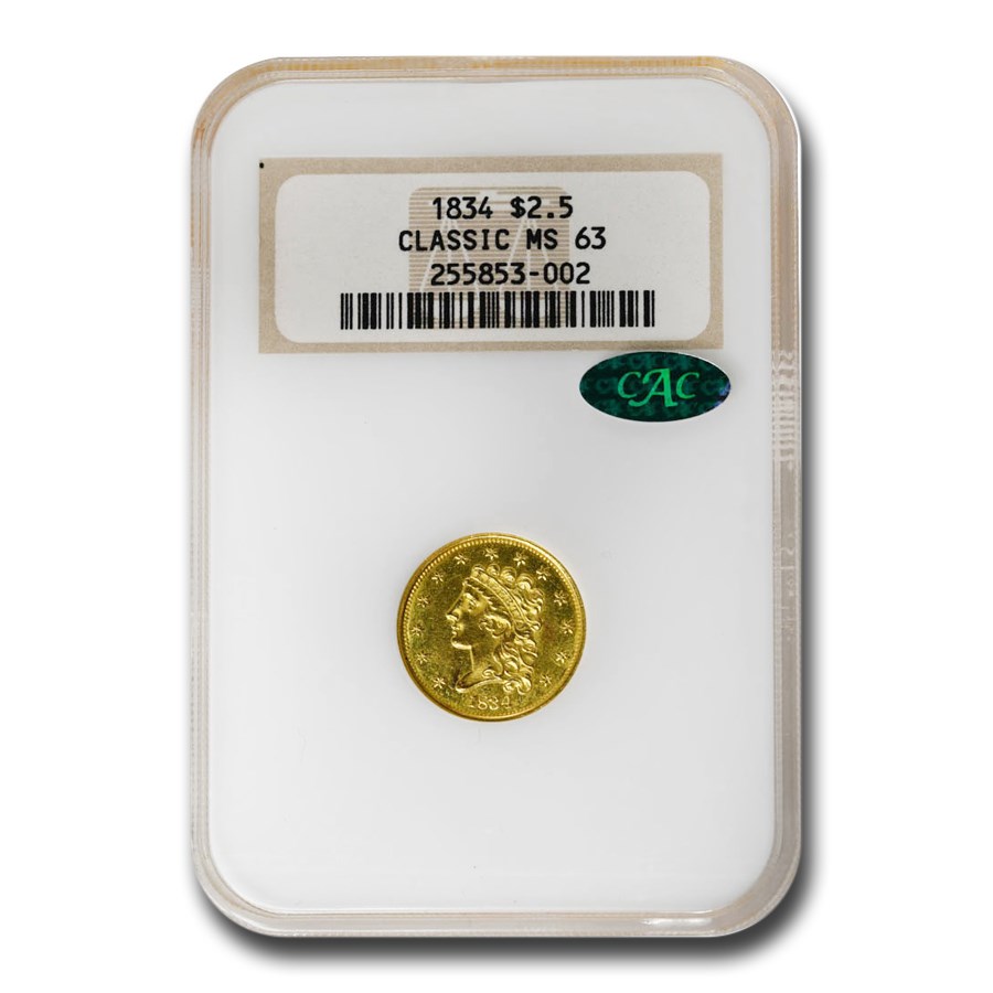 Buy 1834 $2.50 Capped Bust Gold Quarter Eagle MS-63 NGC CAC | APMEX