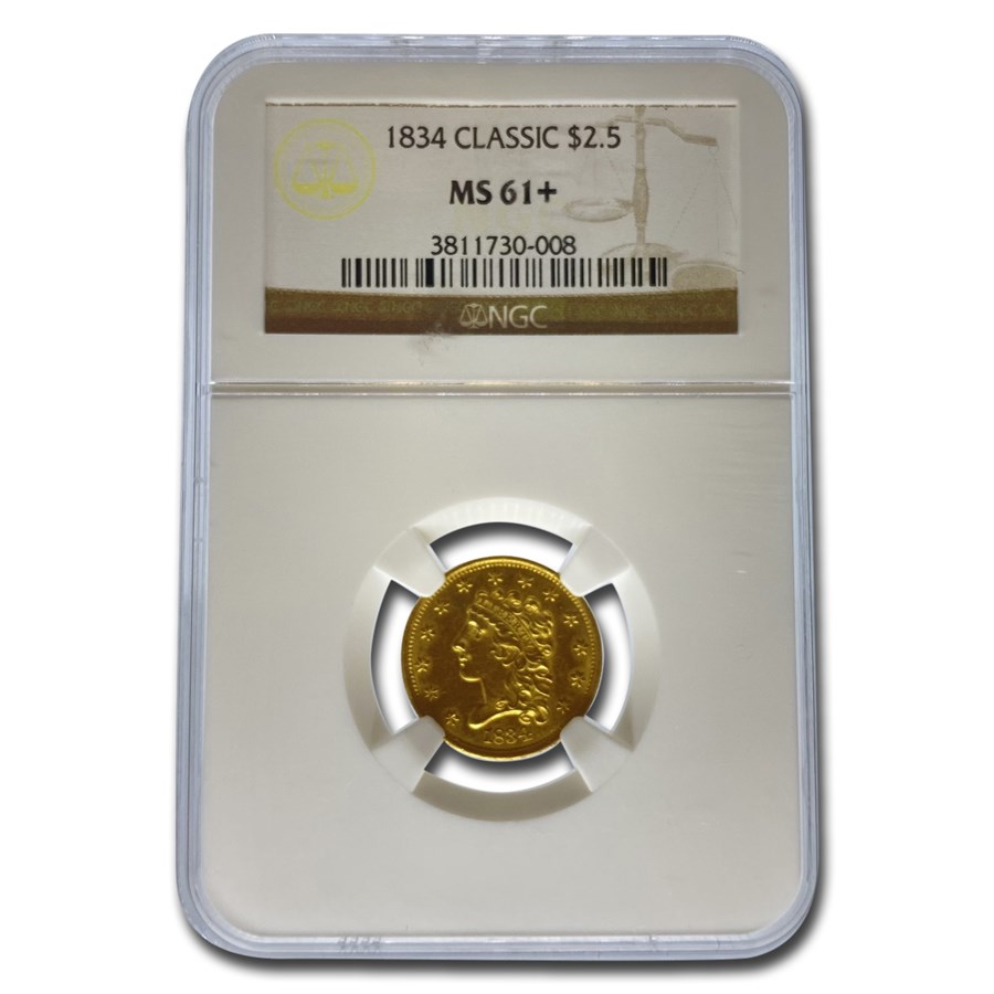 Buy 1834 Classic Head Gold Quarter Eagle MS-61+ | APMEX