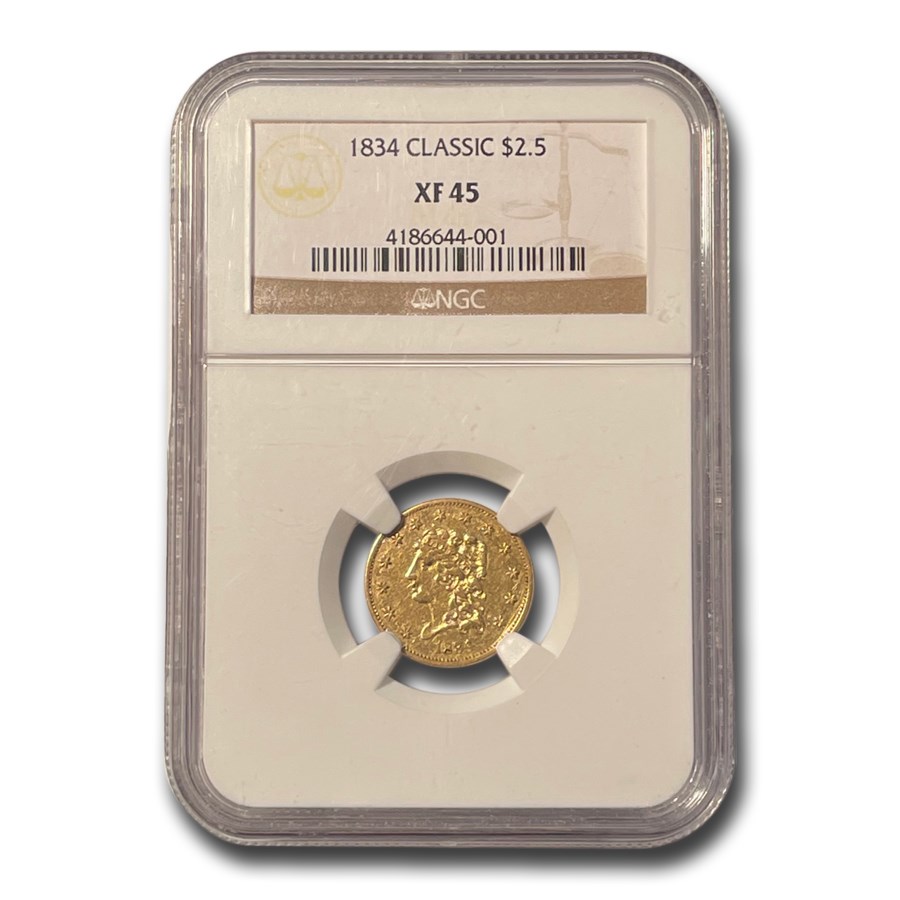 Buy 1834 $2.50 Classic Head Gold Quarter Eagle XF-45 NGC | APMEX