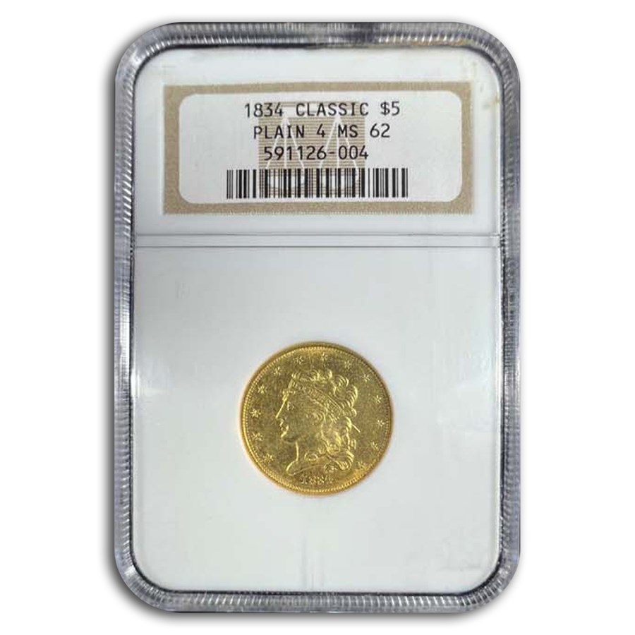 Buy 1834 $5 Classic Head Gold Half Eagle MS-62 NGC (Plain 4) | APMEX