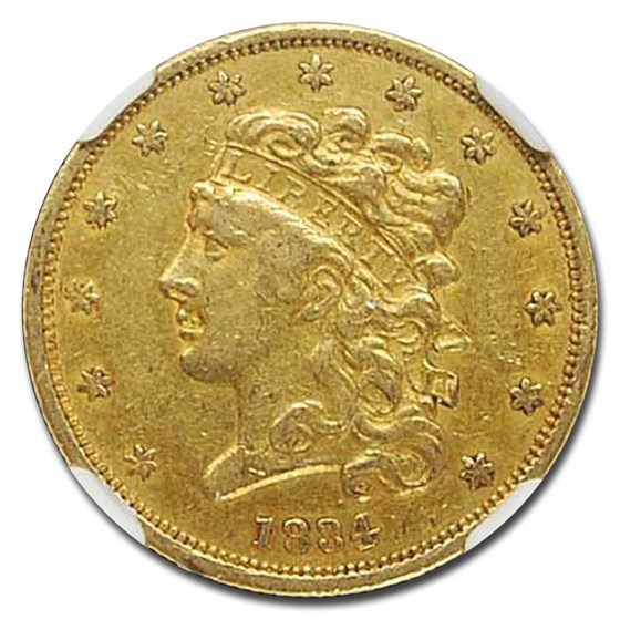 Buy 1834 $5 Gold Classic Head Half Eagle AU-53 NGC (Plain 4) | APMEX