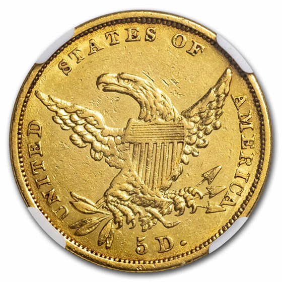 Buy 1834 $5 Gold Classic Head Half Eagle Plain 4 AU-55 NGC | APMEX