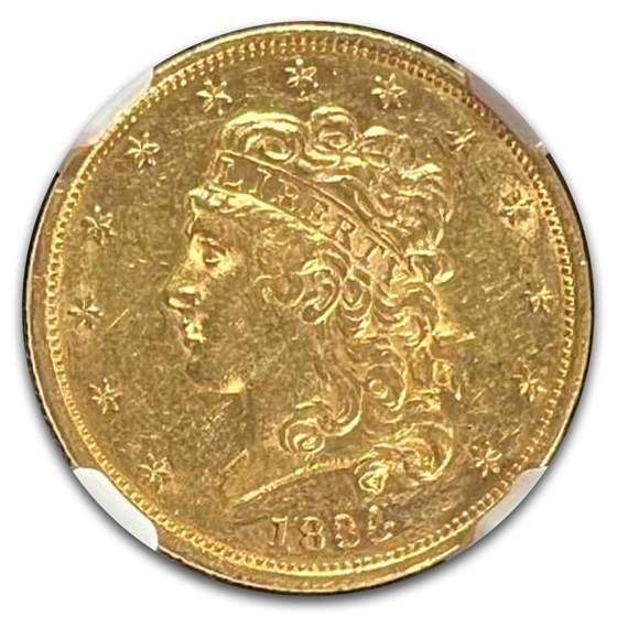 Buy 1834 $5 Gold Classic Head Half Eagle Plain 4 AU-58 NGC | APMEX