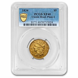 Buy 1834 $5 Gold Classic Head Half Eagle Plain 4 XF-40 PCGS | APMEX