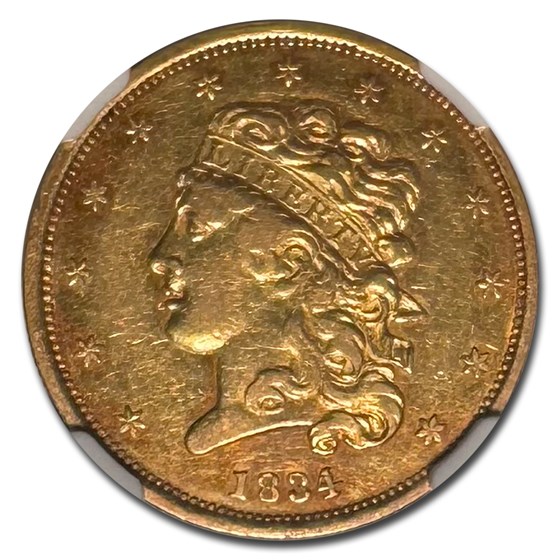Buy 1834 $5 Gold Classic Head Half Eagle Plain 4 XF-45 NGC | APMEX