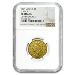 Buy 1834 $5 Gold Classic Head Half Eagle Plain 4 XF Details NGC | APMEX