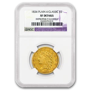 Buy 1834 $5 Gold Classic Head Half Eagle Plain 4 XF Details NGC | APMEX