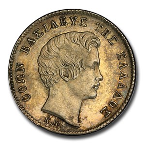 1834-A Greece Silver 1/4 Drachma MS-62 PCGS