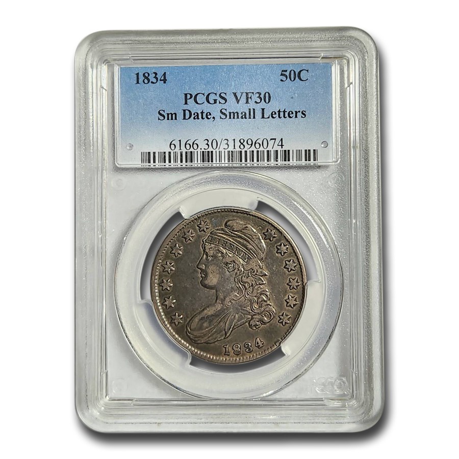 Buy 1834 Capped Bust Half Dollar VF-30 PCGS (Small Date Small Letters ...