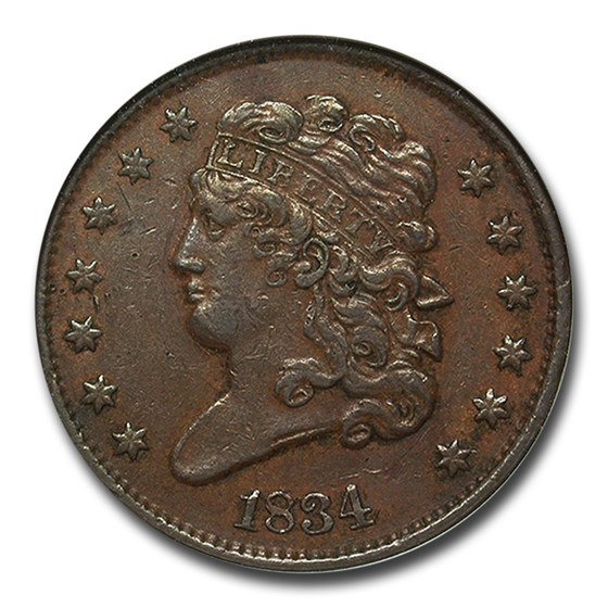 Buy 1834 Half Cent AU-55 NGC (B-1) | APMEX