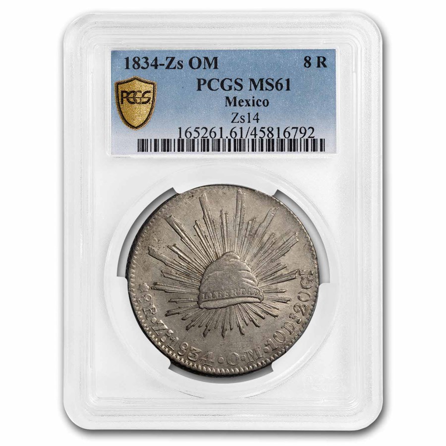 Buy 1834-Zs OM Mexico Silver 8 Reales MS-61 PCGS | APMEX