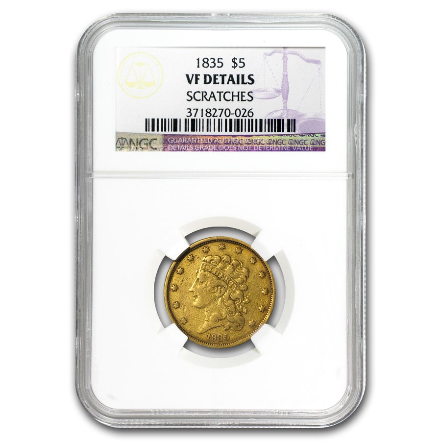 Buy 1835 $5 Gold Classic Head Half Eagle VF Details NGC | APMEX